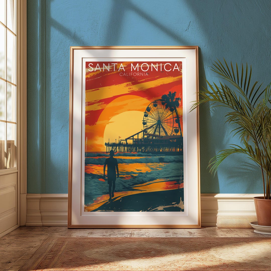 Santa Monica Poster, California Poster, California Travel Poster ...