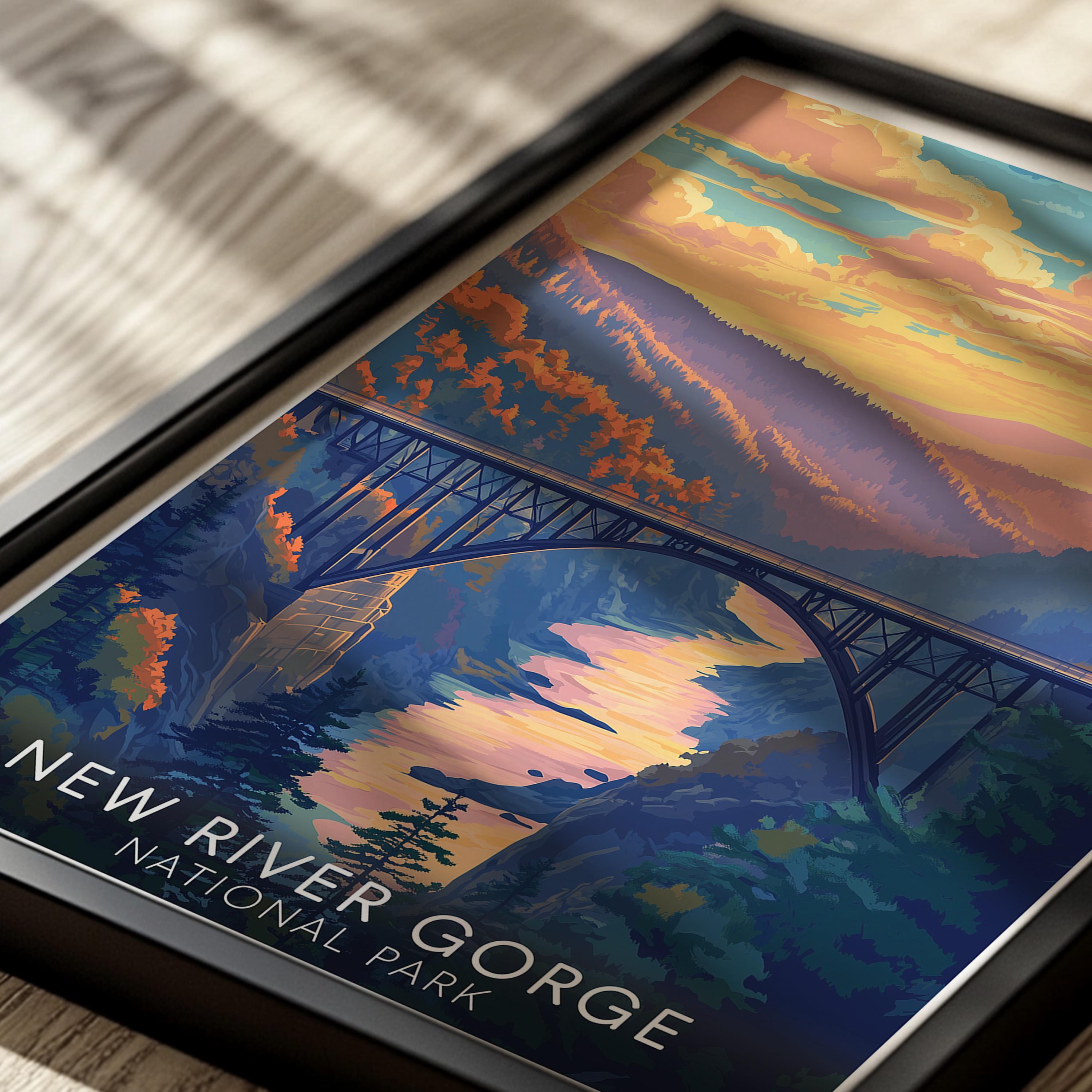 New River Gorge Poster, National Park Wall Art Print, Vintage West ...