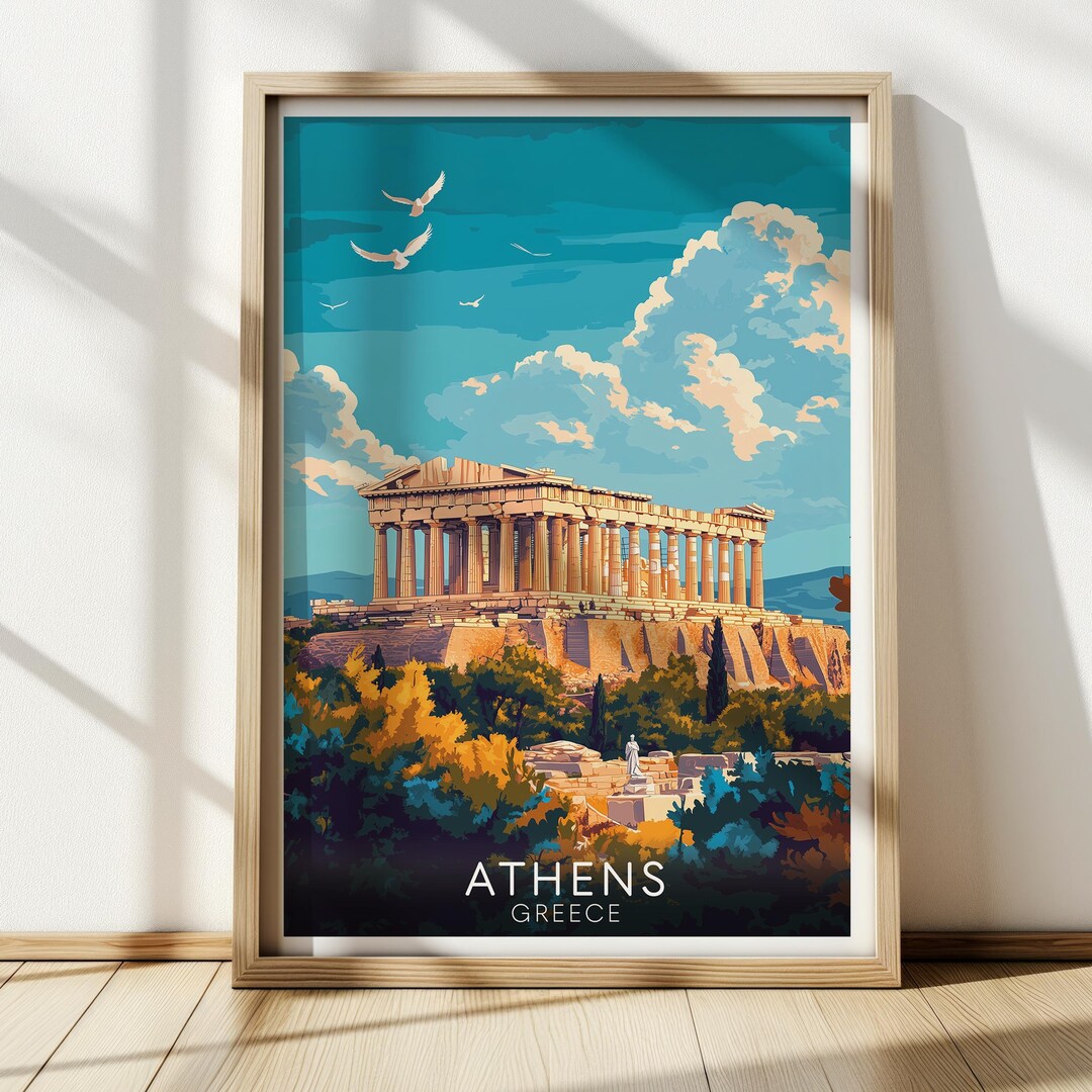 Athens Parthenon Poster, Greece Travel Print, Ancient Temple Wall Art ...