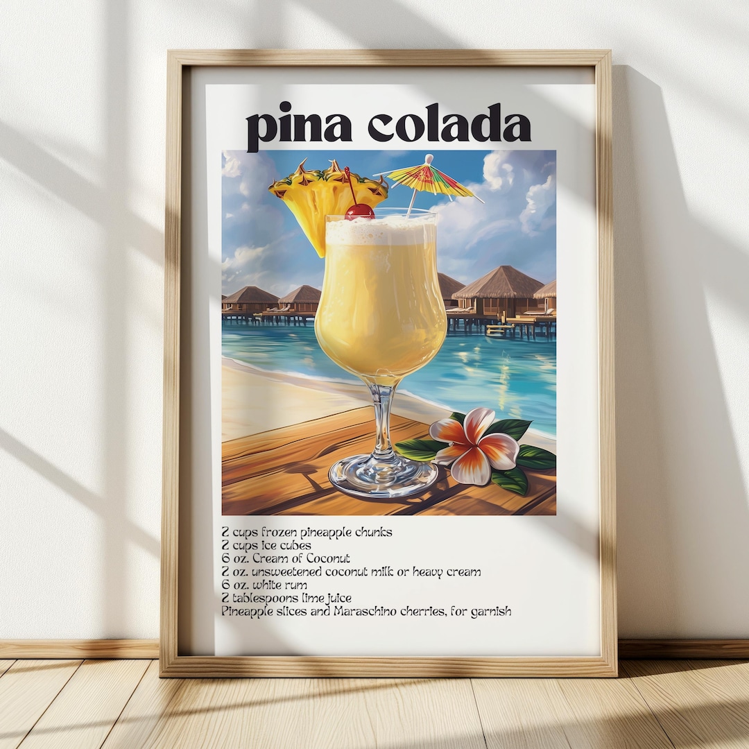 Pina Colada Cocktail Print: Beach Bar Cart Decor (matte Poster) - Etsy