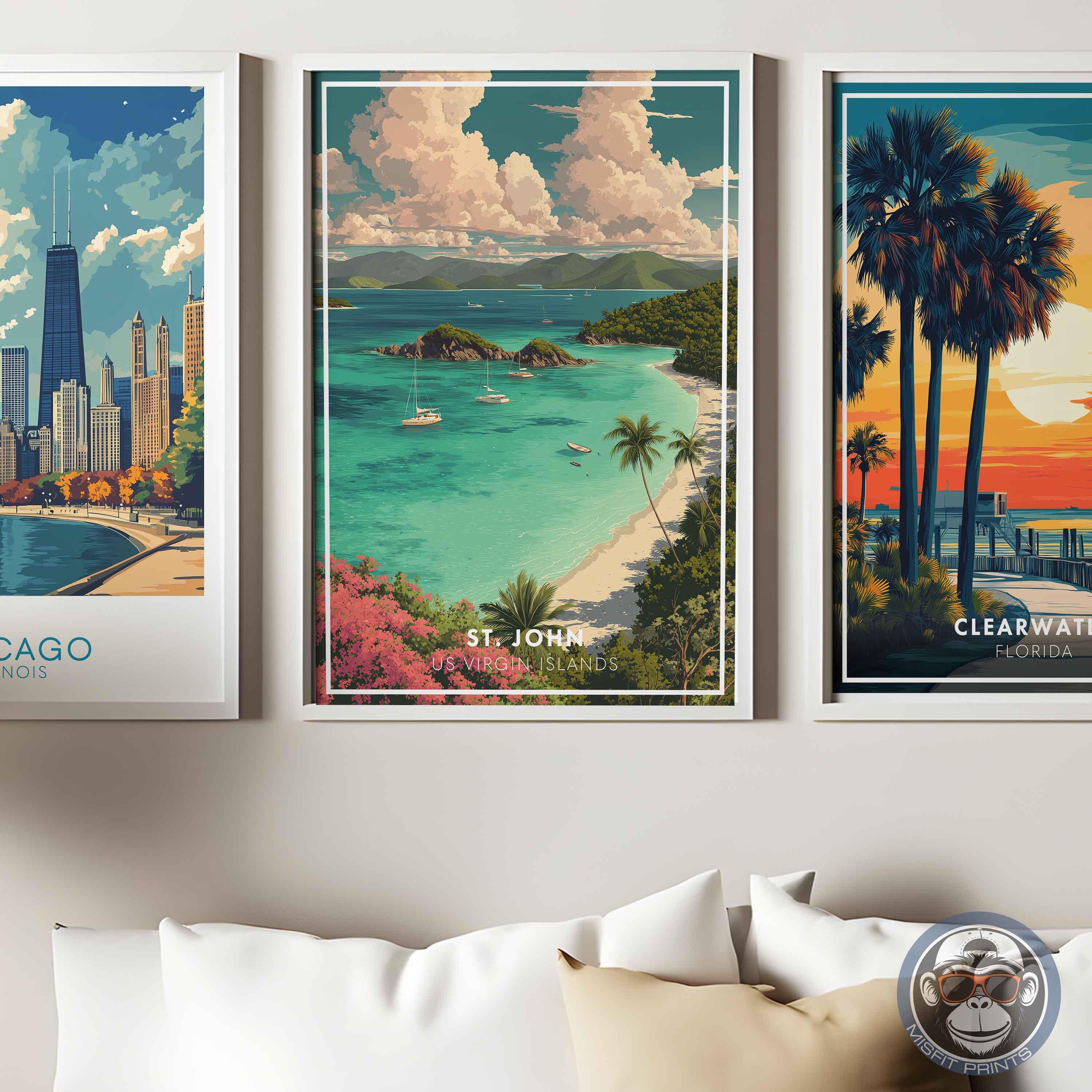 St. John Poster – US Virgin Islands Wall Art, Trunk Bay Tropical Beach ...