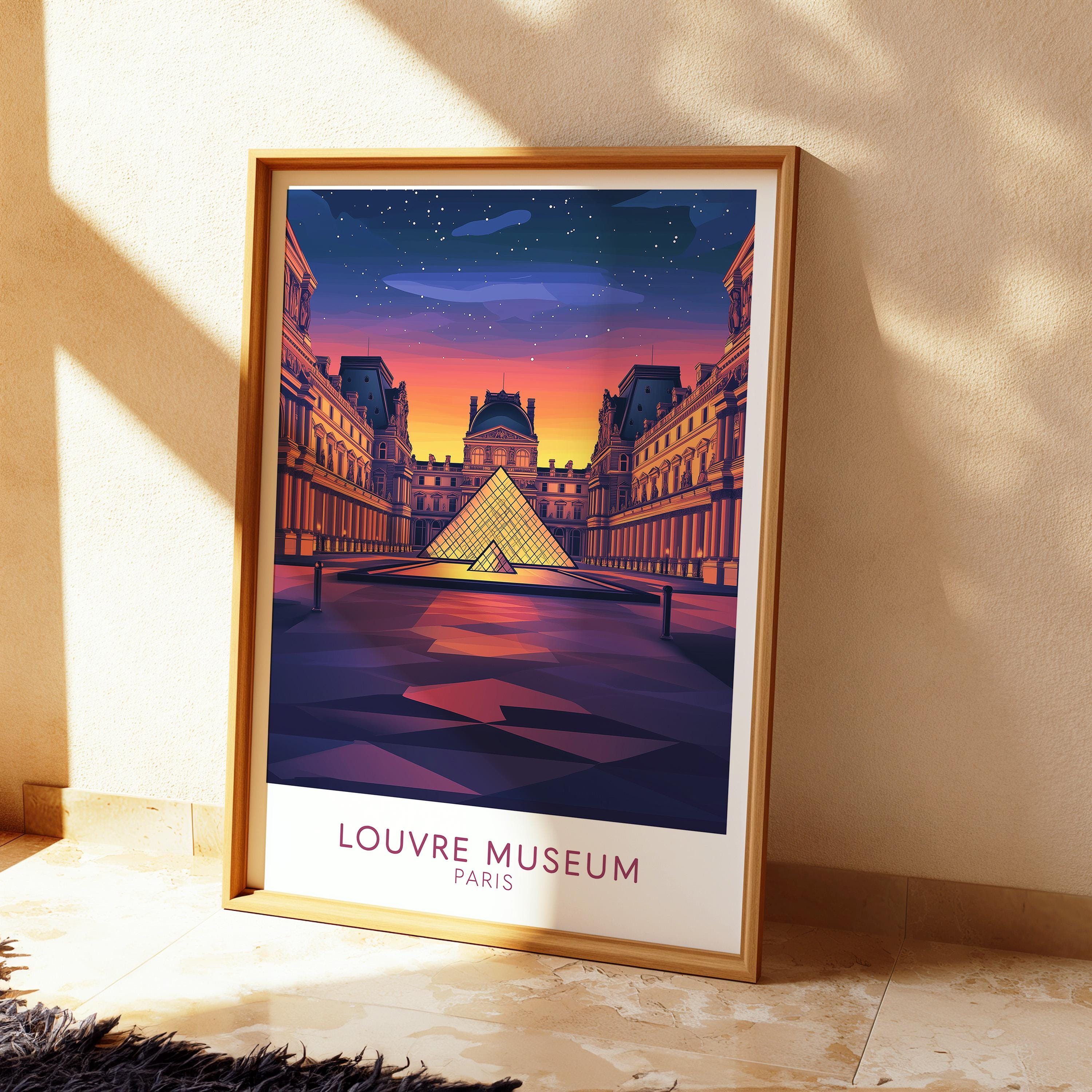 Louvre Museum Poster, Paris France Travel Print, Vintage Wall Art Decor ...