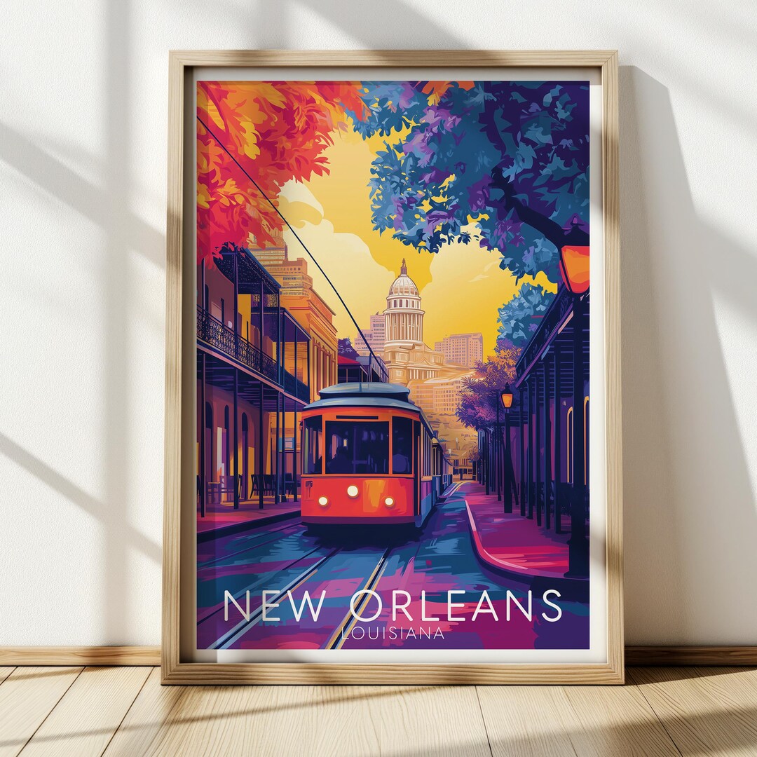 New Orleans Travel Poster: Bourbon Street Art Print - Etsy