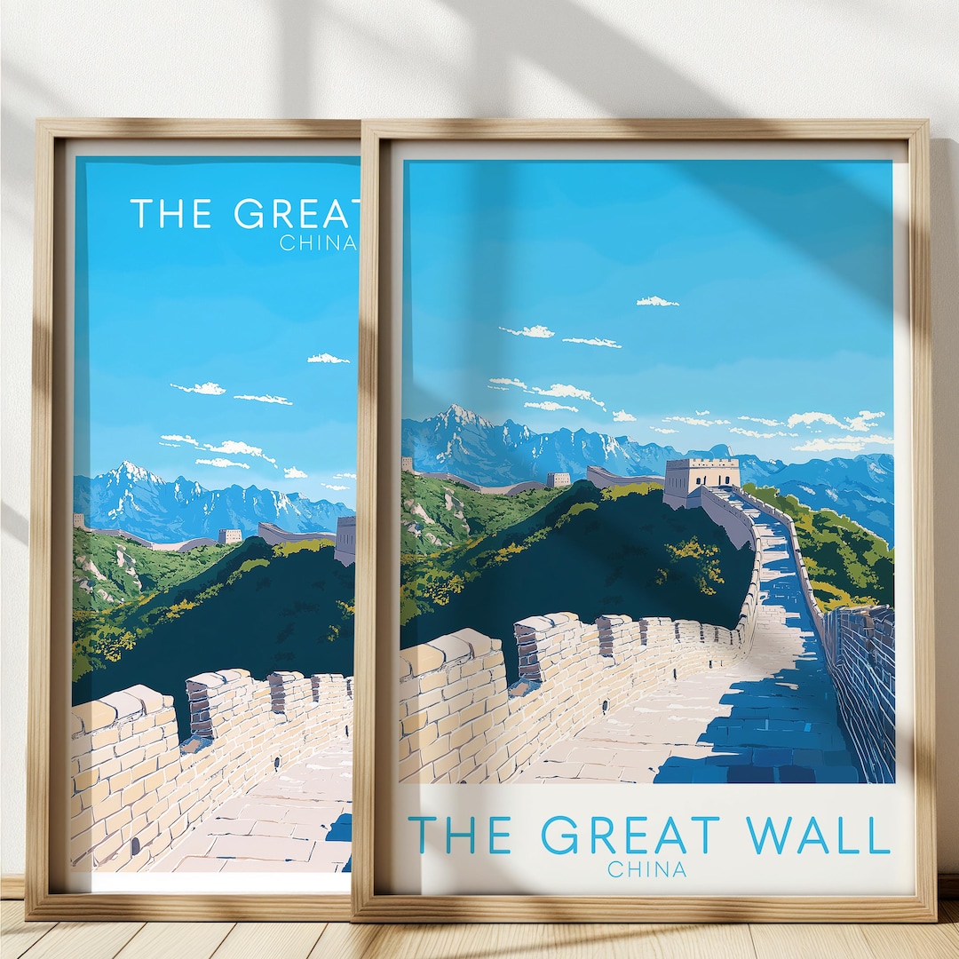 Great Wall of China Art Print, Travel Poster, Vintage Wall Decor ...