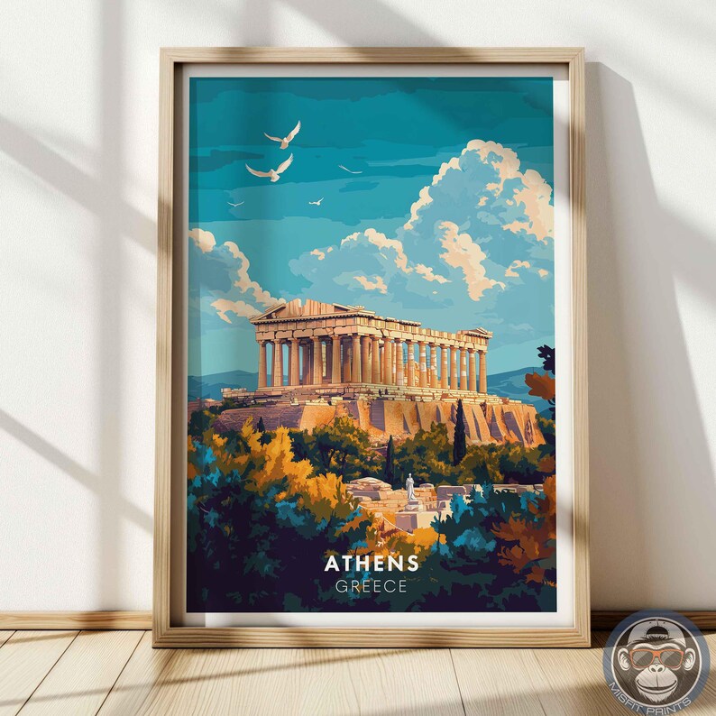 Athens Poster – Greece Travel Wall Art, Parthenon Print, Ancient Ruins ...