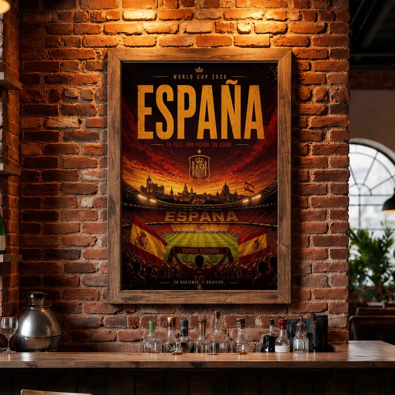Spain Soccer Poster, Spanish Football Wall Art, Madrid Stadium Print ...