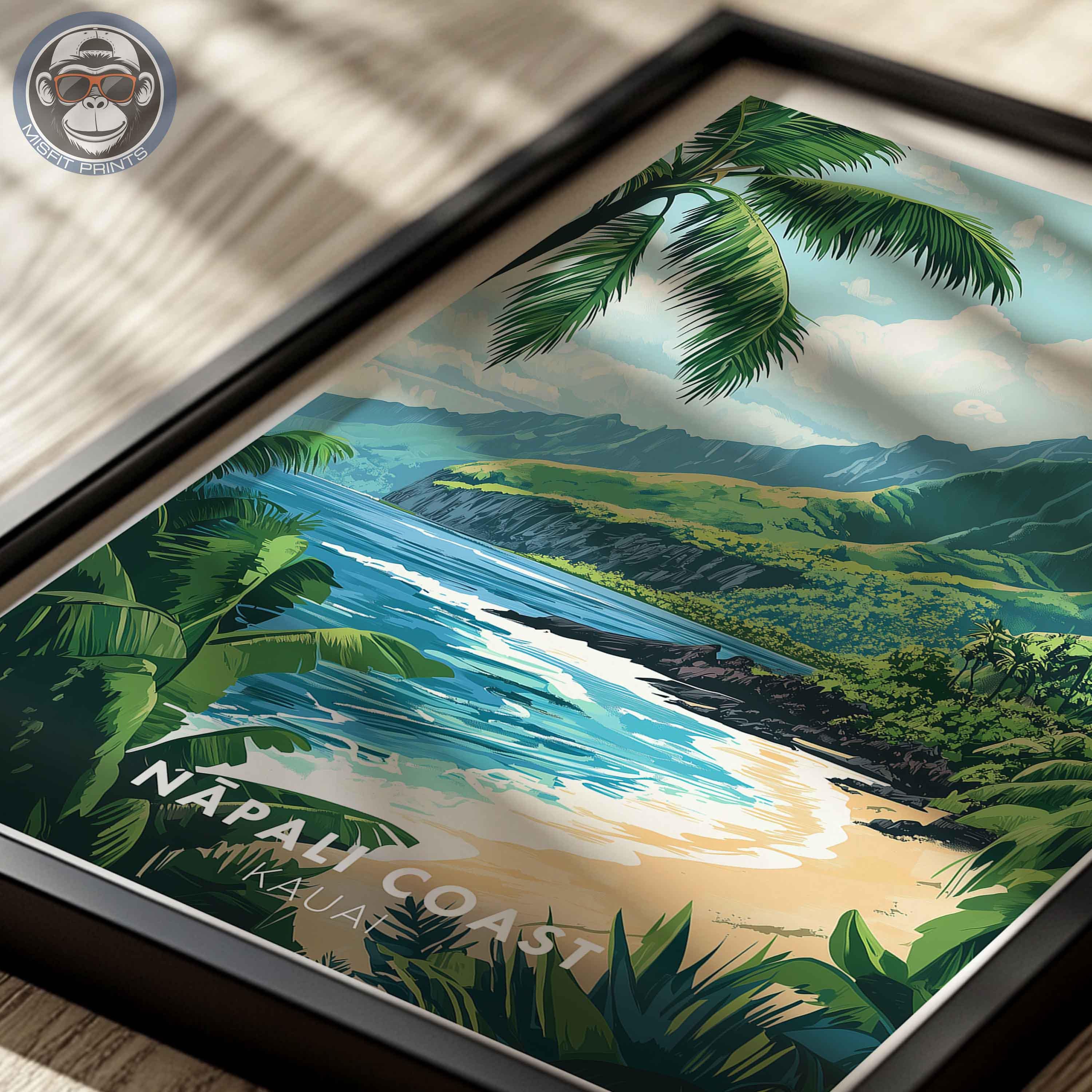 Nā Pali Coast Poster – Kauai Hawaii Wall Art, Tropical Beach Print ...