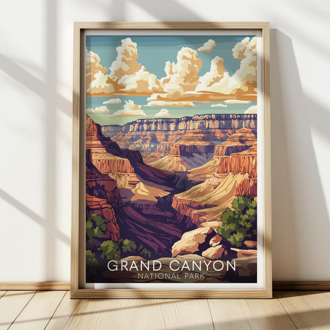 Grand Canyon Poster, Vintage Arizona Wall Art, National Park Travel ...
