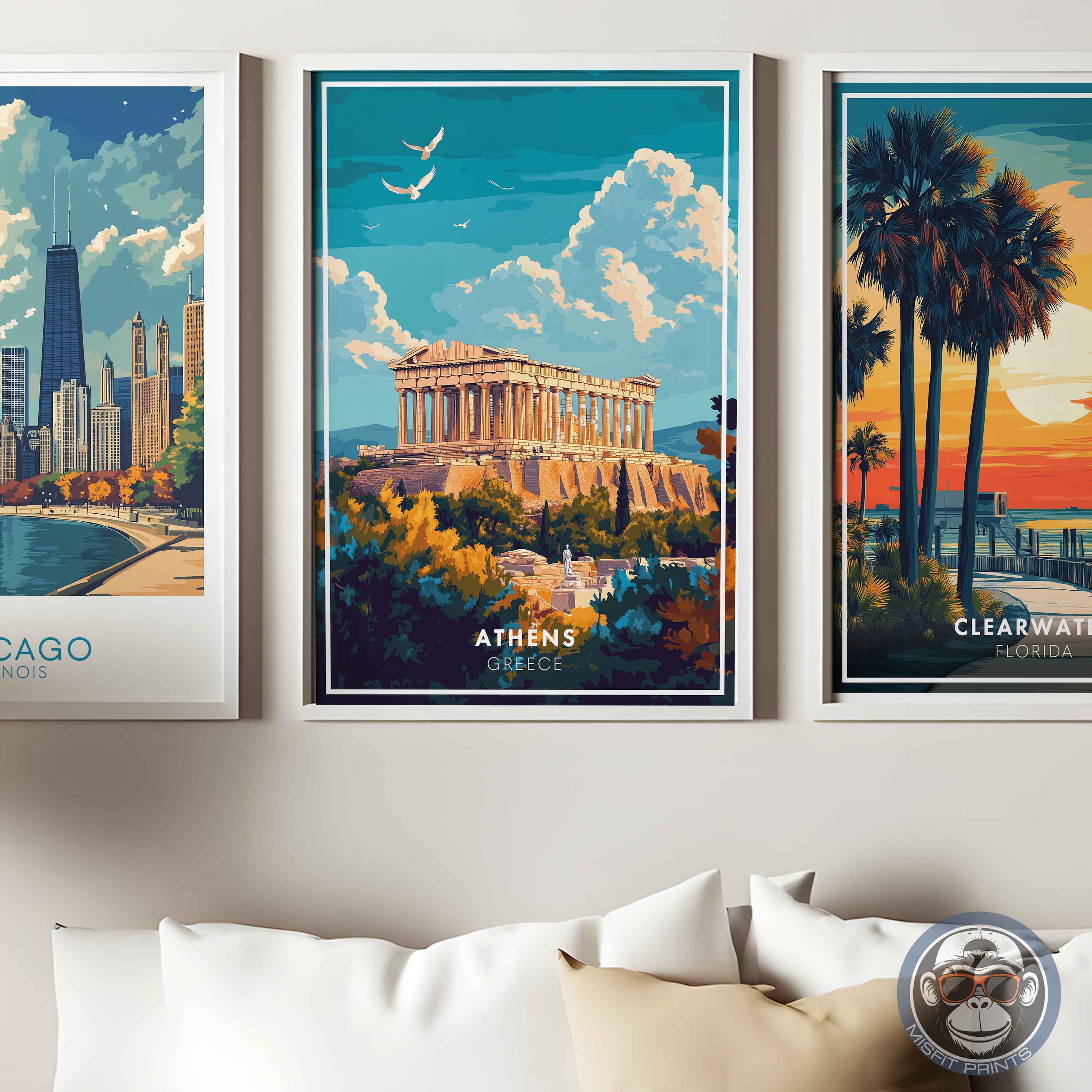 Athens Poster – Greece Travel Wall Art, Parthenon Print, Ancient Ruins ...