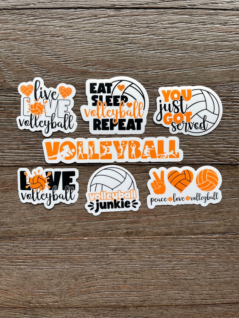 Volleyball Sticker Pack, Volleyball Water Bottle Sticker, Custom ...