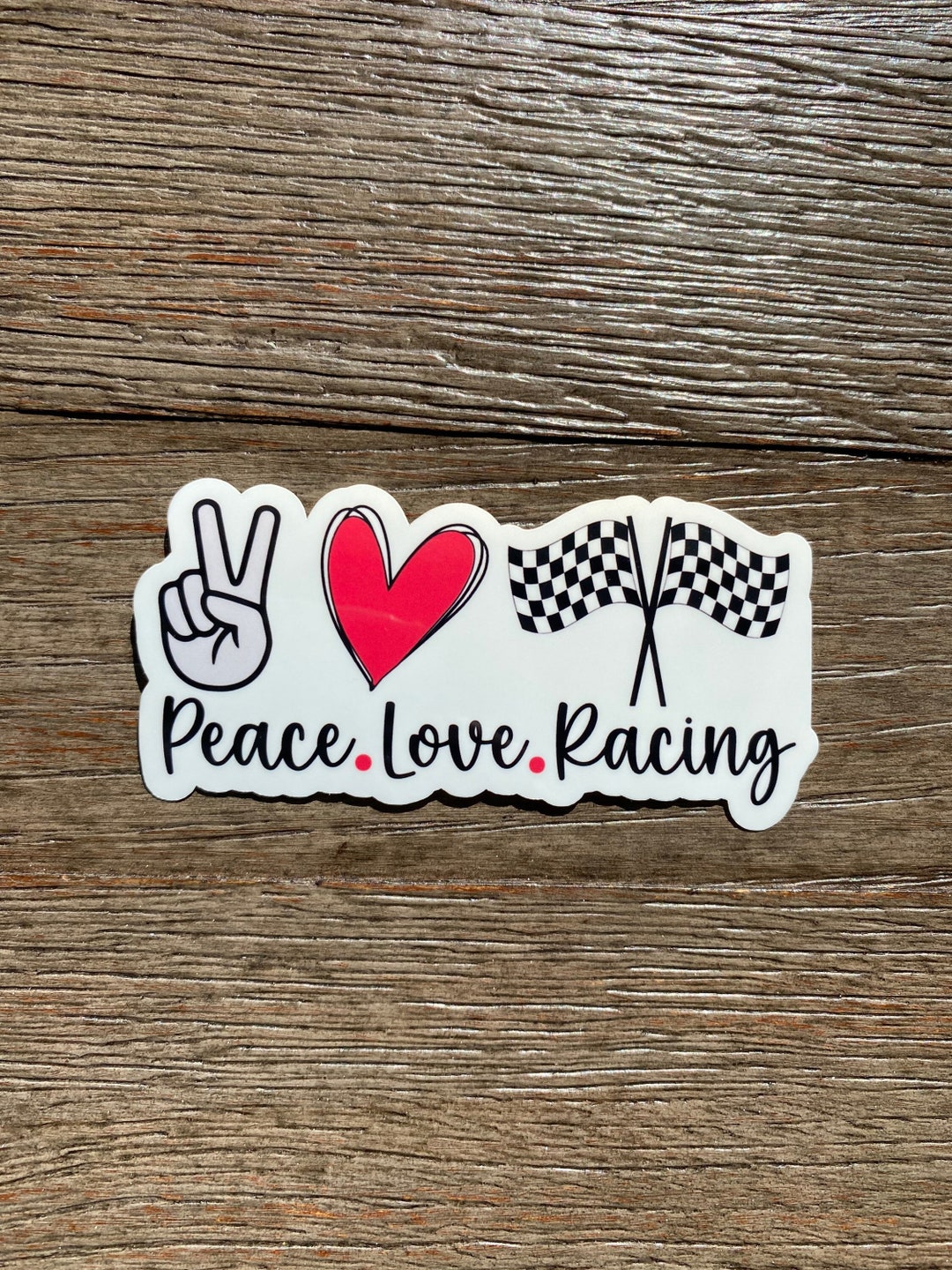Peace Love Racing Vinyl Sticker: Checkered Flag Decal - Etsy
