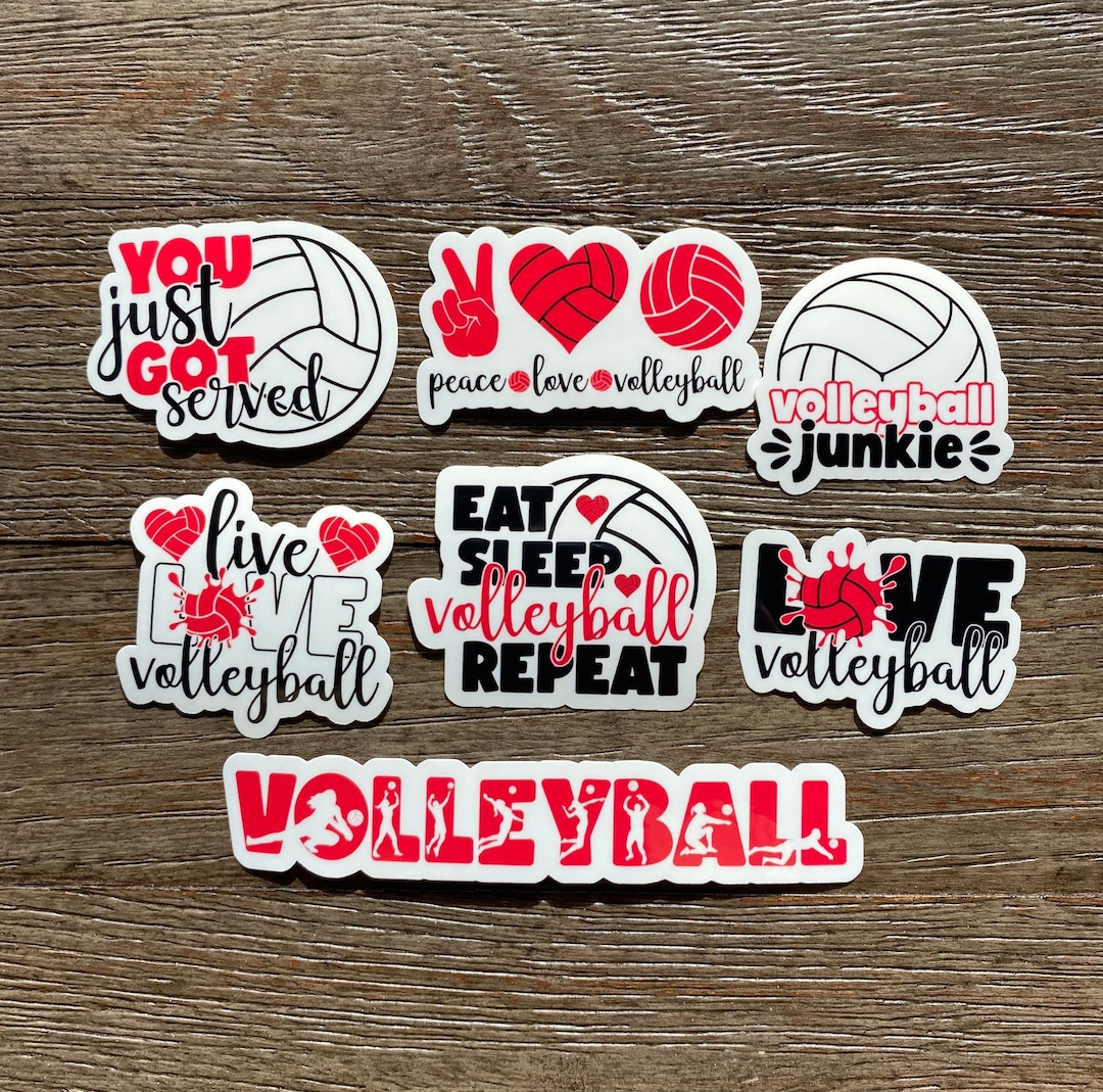 Volleyball Sticker Pack, Volleyball Water Bottle Sticker, Custom ...