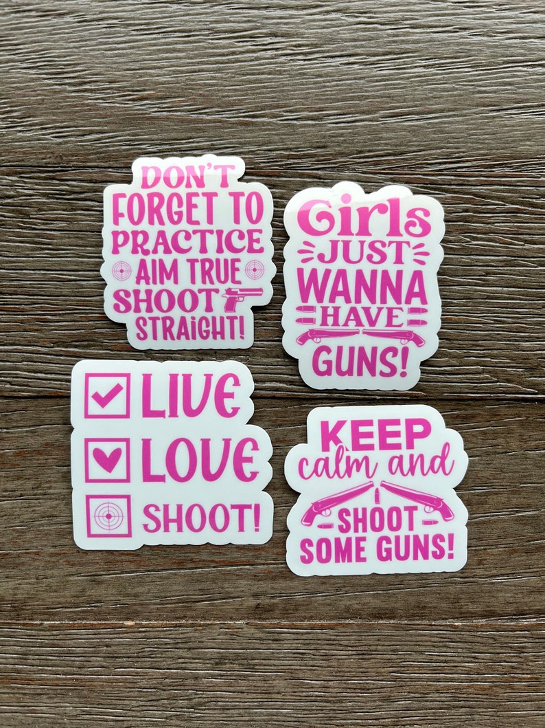 Girls and Guns Sticker Pack, Pistol Shooting, Girls Shoot Too, Pew Pew ...