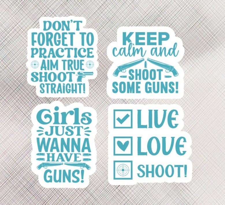 Girls and Guns Sticker Pack, Pistol Shooting, Girls Shoot Too, Pew Pew ...