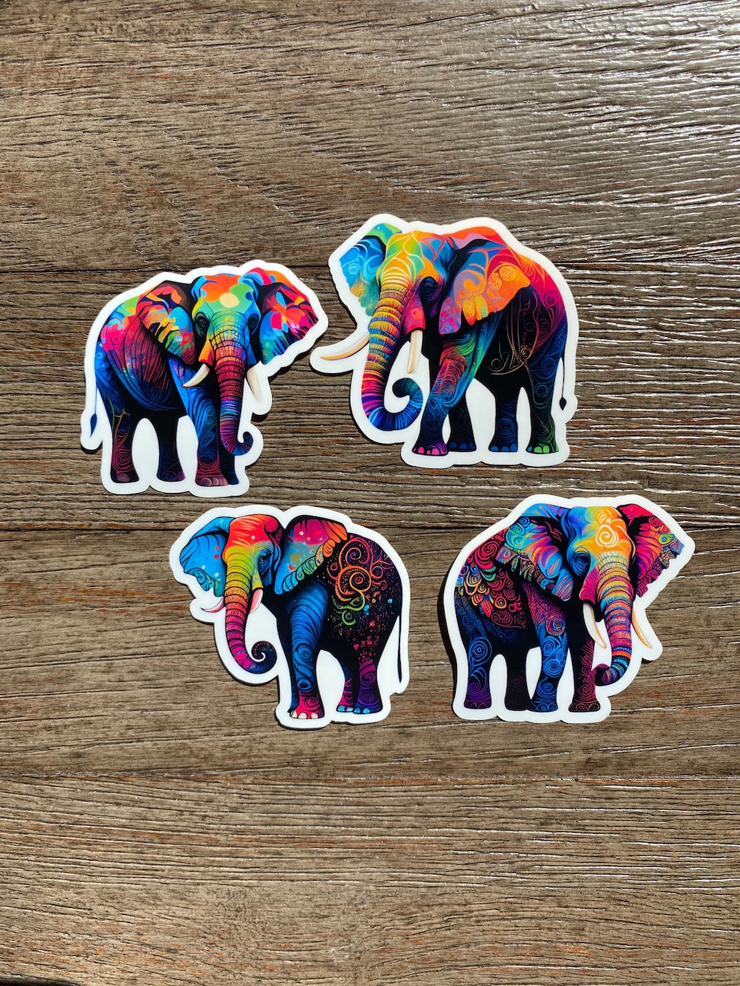 Watercolor Elephant Stickers Pack, Elephant Gift, Colorful Elephant ...