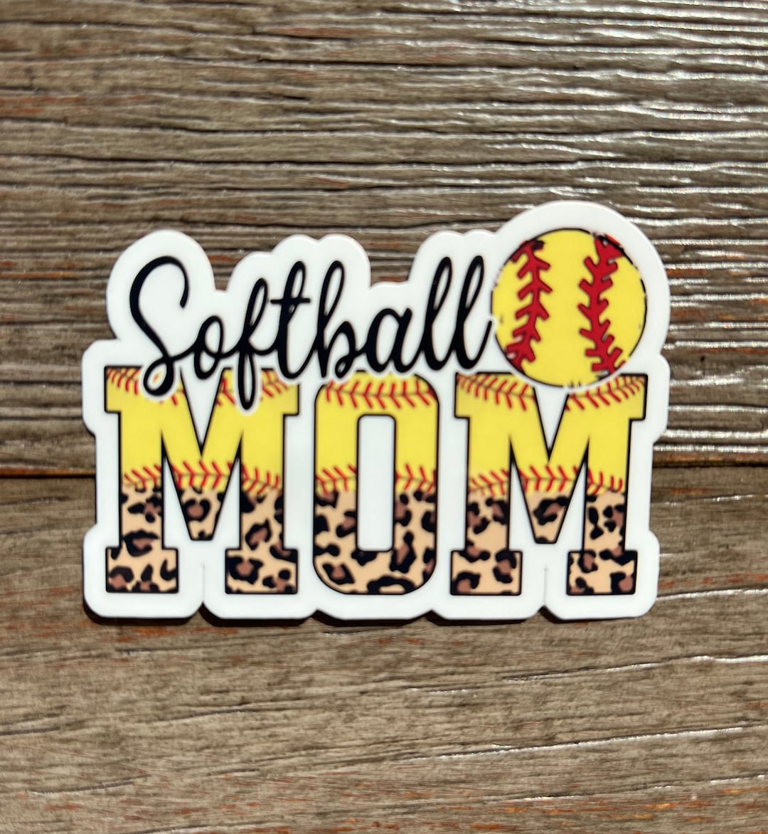 Softball Mom Sticker, Gift for Softball Mom, Sport Mom Sticker, Leopard ...