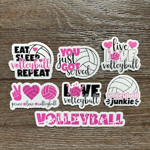 Volleyball Sticker Pack, Volleyball Water Bottle Sticker, Custom ...