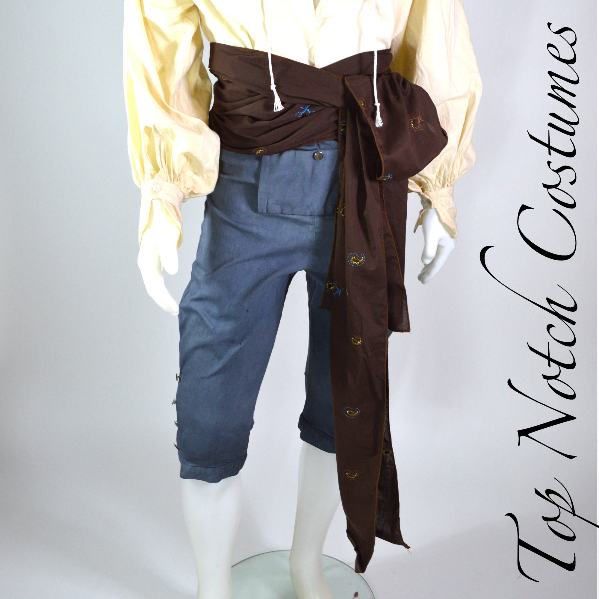 Brown and Gold Embroidered Cotton Pirate Sash 12 Feet Long - Etsy