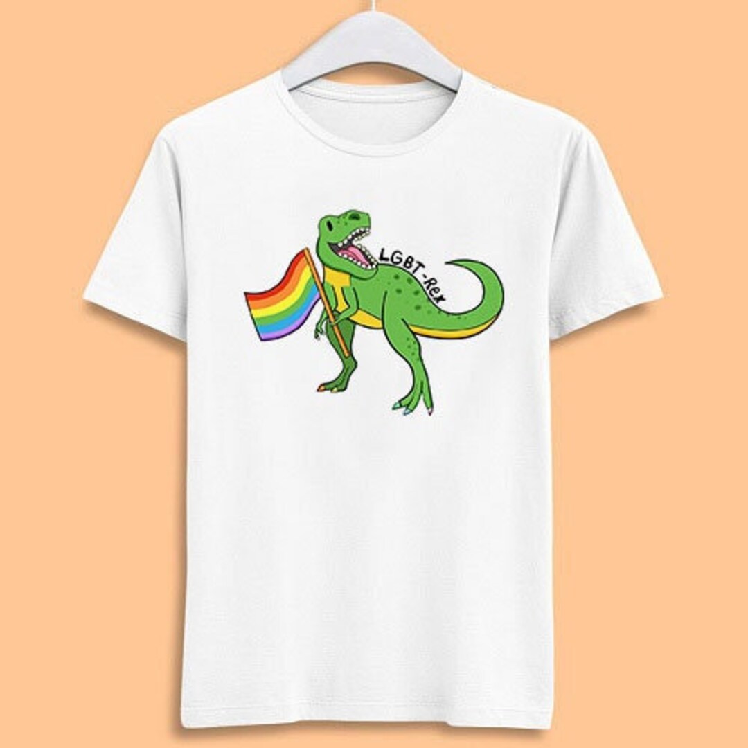 Trex T Rex Dinosaur Gay LGBT Pride Proud Mutual Meme Gift Funny Tee ...