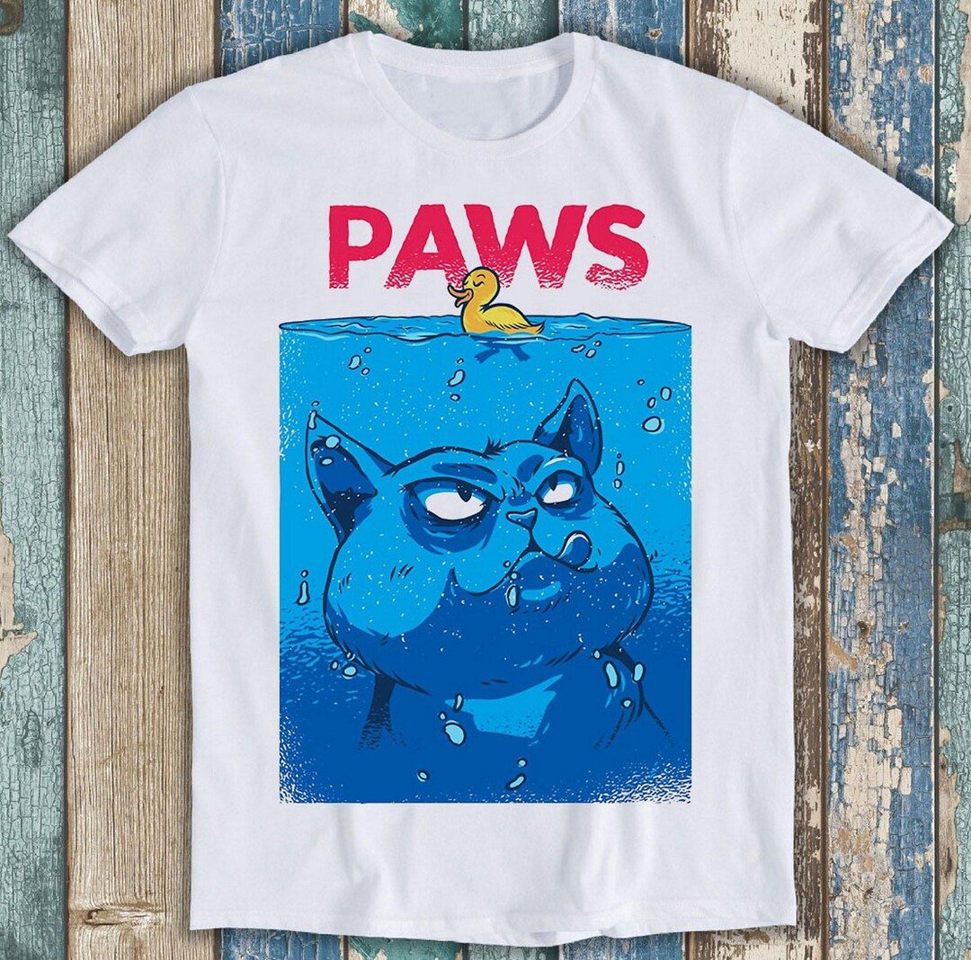 Paws Jaws Cat Kitten Duck Anime Poster Parody Funny Meme Gift Tee T ...