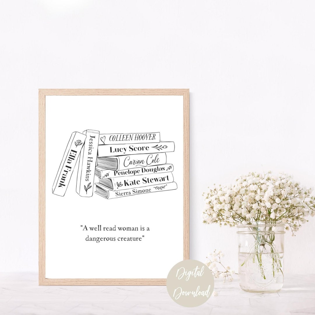 Custom Book Spine Poster, Minimalist Book Stack Print (digital Download ...