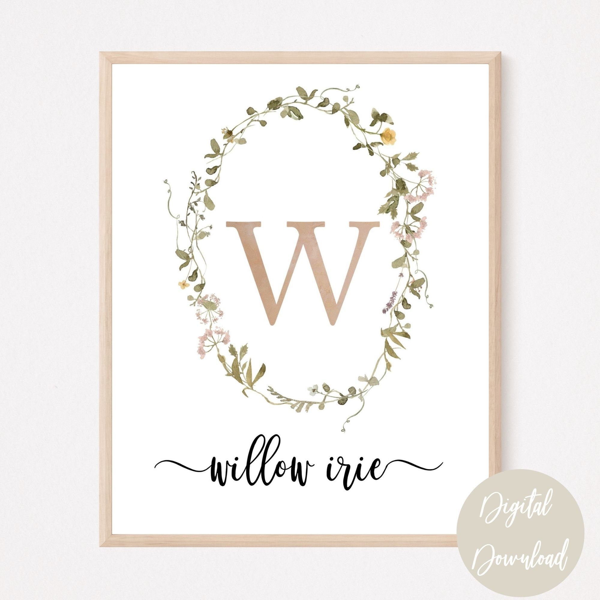 Custom Initial Print, Name Printable, Personalized Name Print, Neutral ...