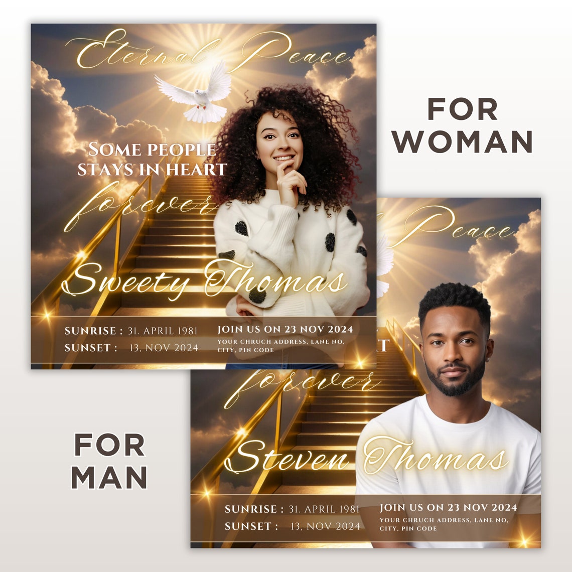 Memorial Funeral Announcement Flyer, Funeral Announcement Template ...