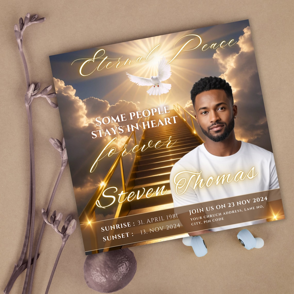 Memorial Funeral Announcement Flyer, Funeral Announcement Template ...