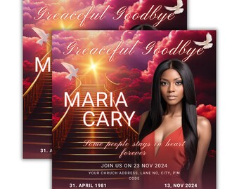 Memorial Funeral Announcement Flyer, Funeral Announcement Template, Funeral Invite Invitation ...