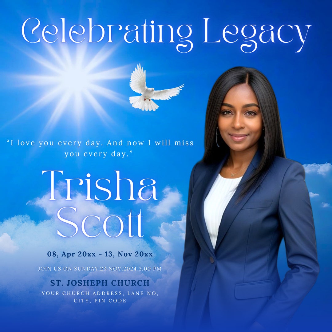 Memorial Funeral Announcement Flyer, Funeral Announcement Template ...