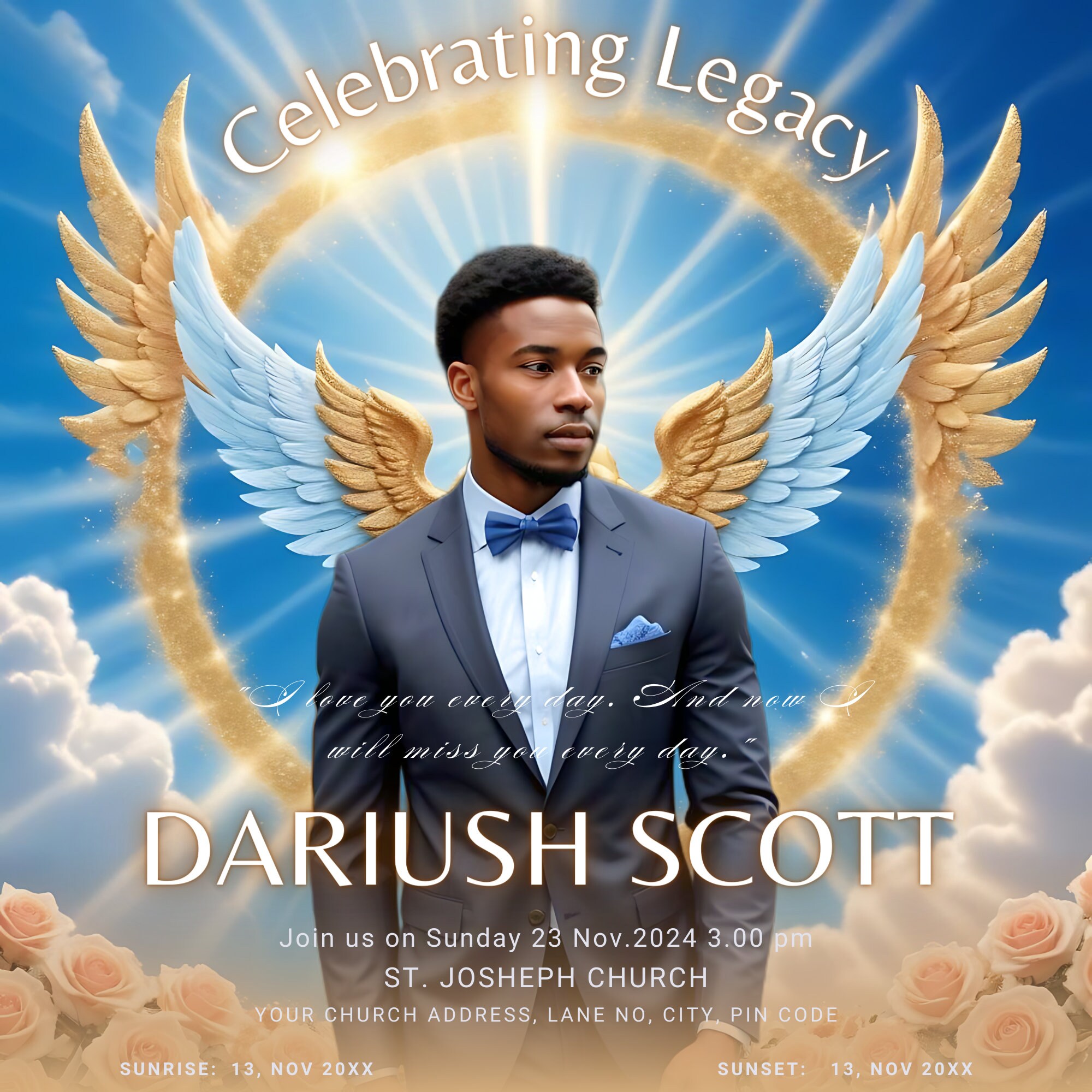 In Loving Memory Flyer, Memorial Funeral Announcement Flyer Template ...