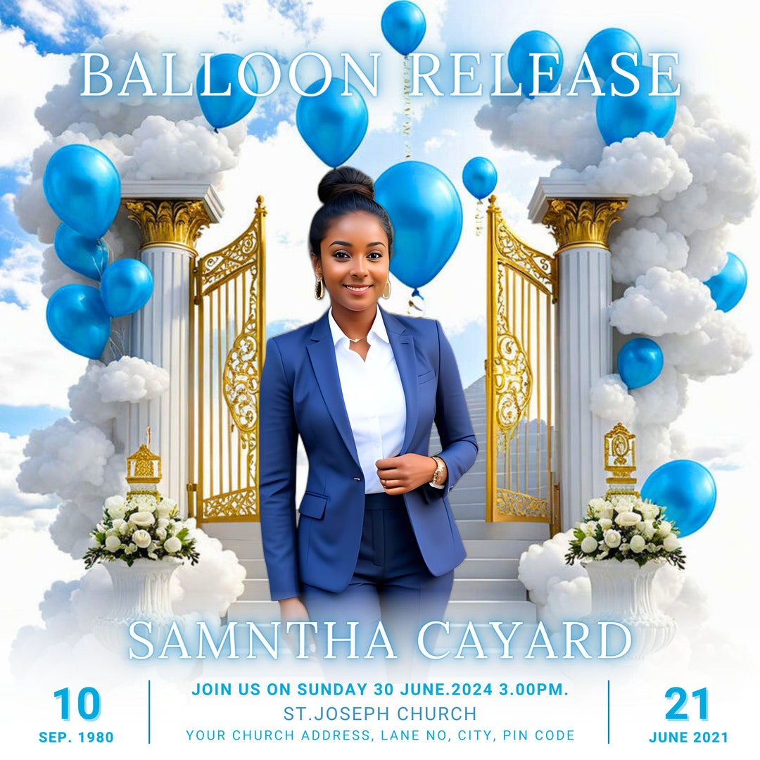 Balloon Release, in Loving Memory Flyer, Memorial Funeral Announcement ...