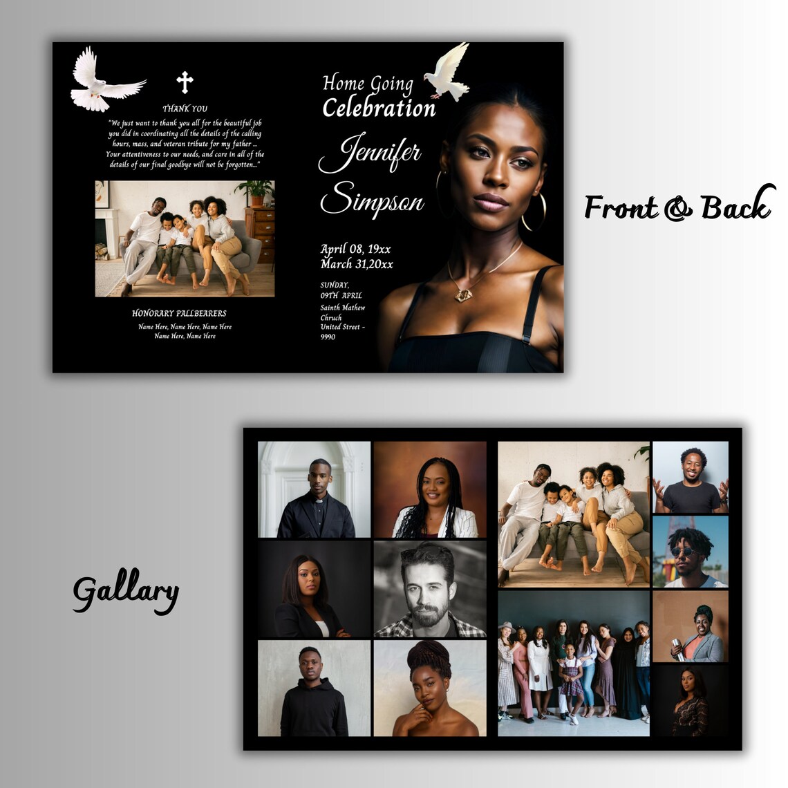 Funeral Program Announcement Invitation Card Obituary Program Template ...