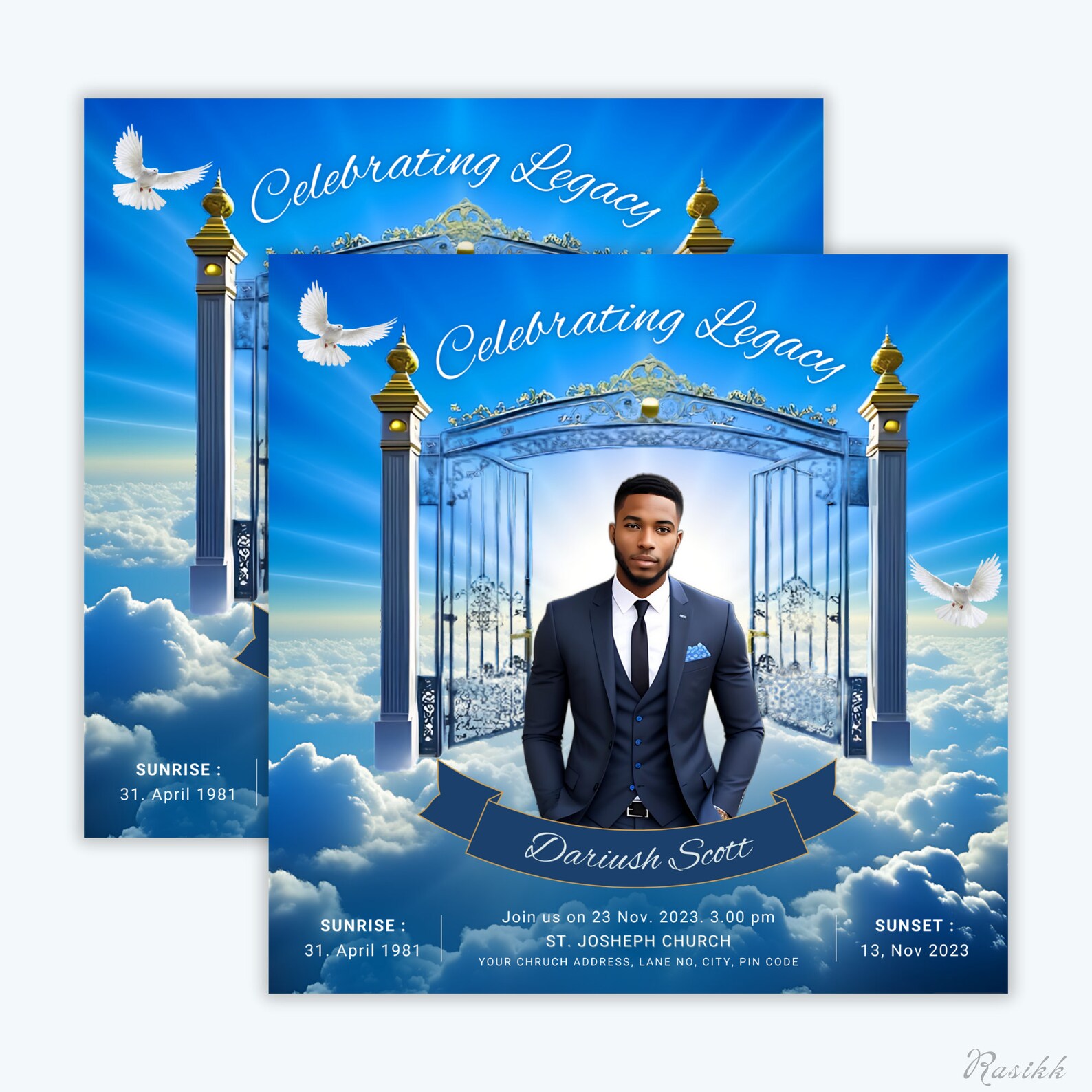 Funeral Invitation Template: Memorial Announcement, Canva Design ...