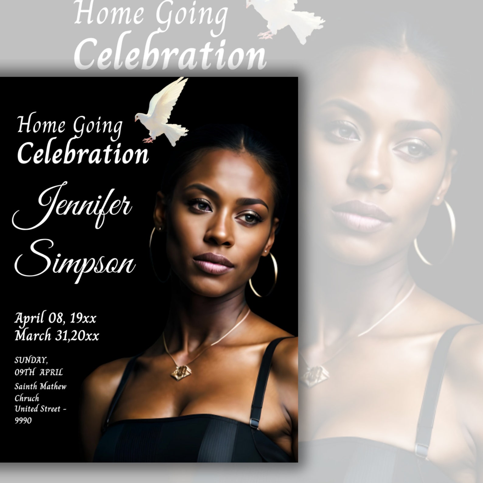 Funeral Program Announcement Invitation Card Obituary Program Template ...
