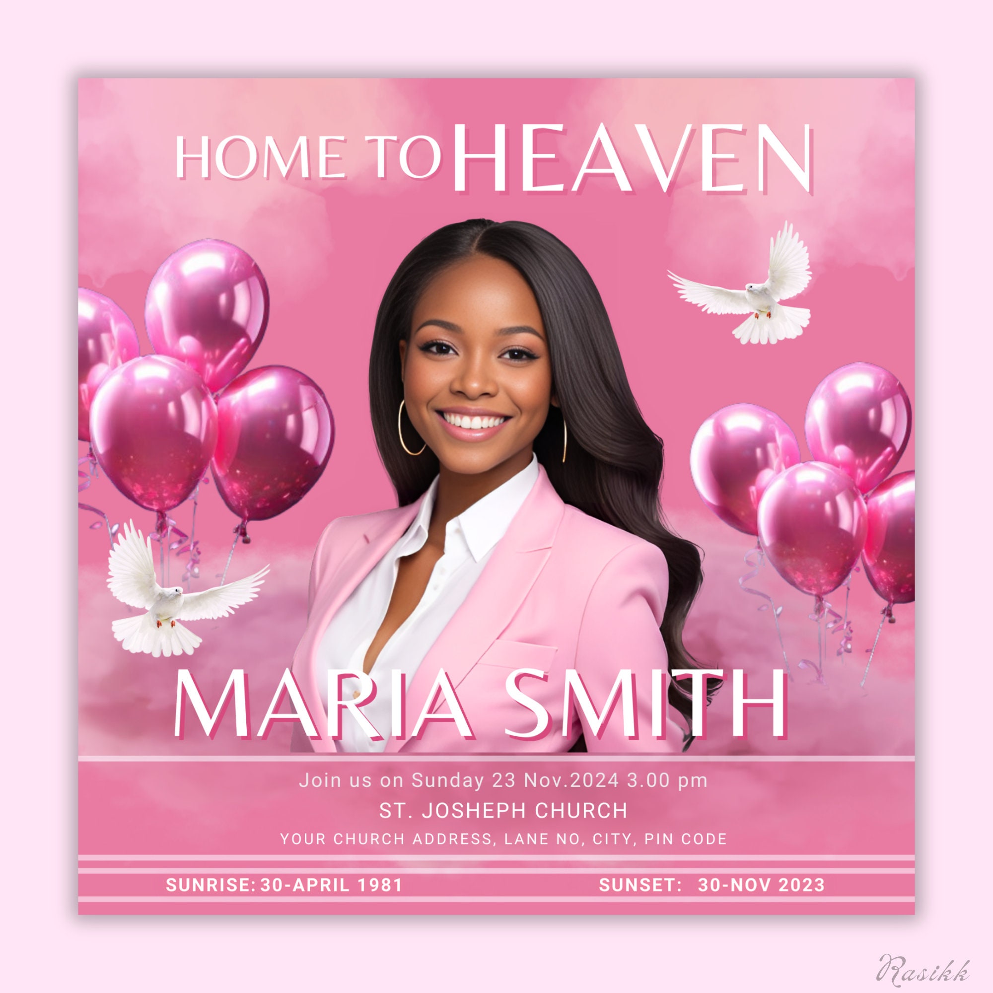 Balloon Release, in Loving Memory Flyer, Rest in Peace Editable DIY ...