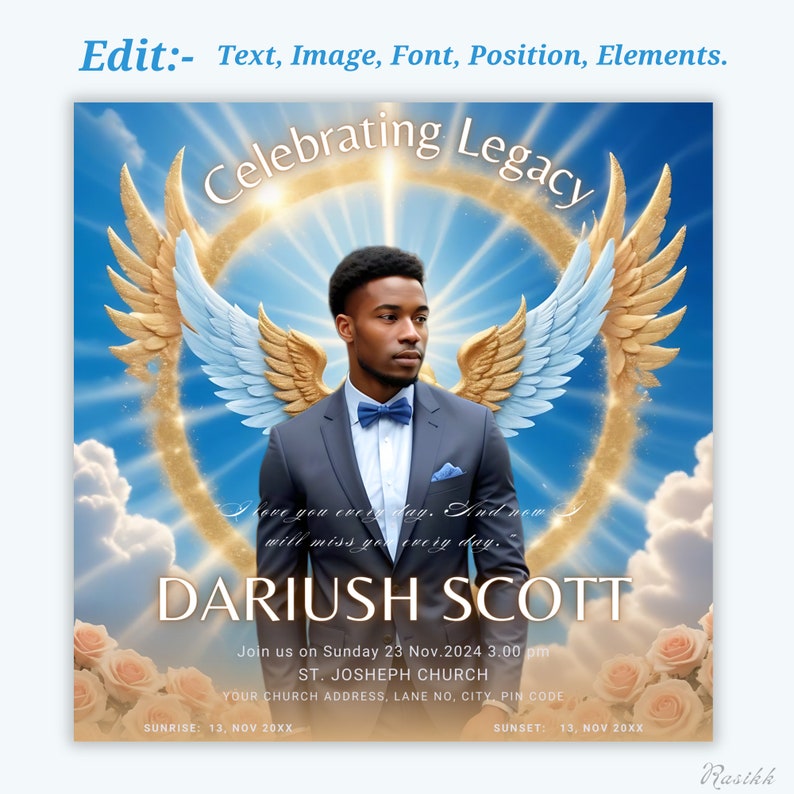 In Loving Memory Flyer, Memorial Funeral Announcement Flyer Template ...