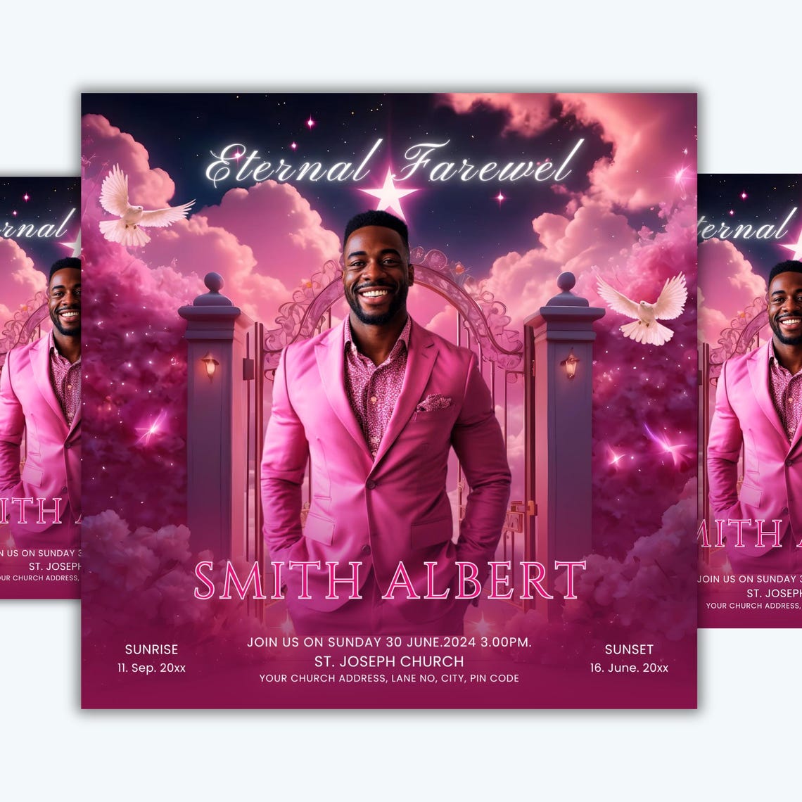 Memorial Announcement Flyer Template, Celebration of Life, Editable ...