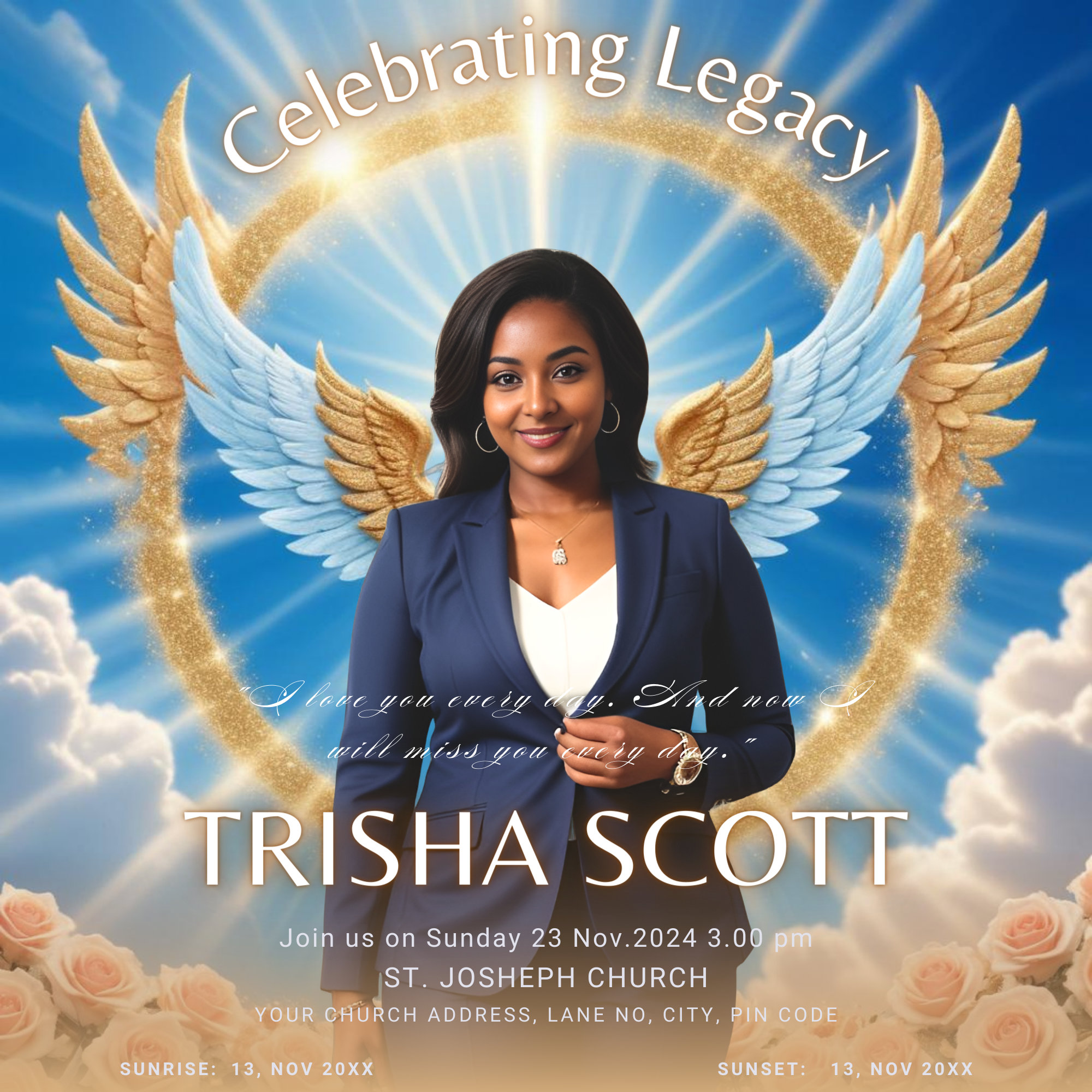 In Loving Memory Flyer, Memorial Funeral Announcement Flyer Template ...