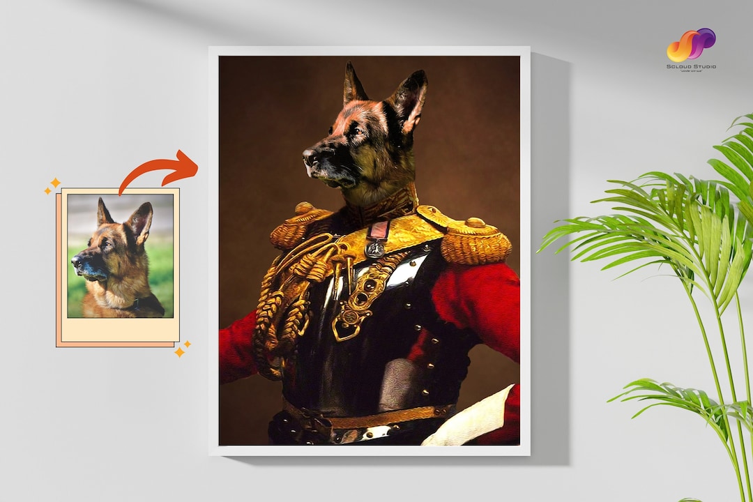 Pet Portrait, Regal Royal Animal Canvas Painting Personalize Art Gift ...