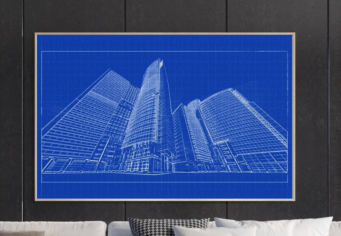 Custom Blueprint From Photo of House Office, Storefront Poster ...