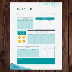 Infant Daily Log Printable, Nanny Log, Daily Baby Report - Etsy