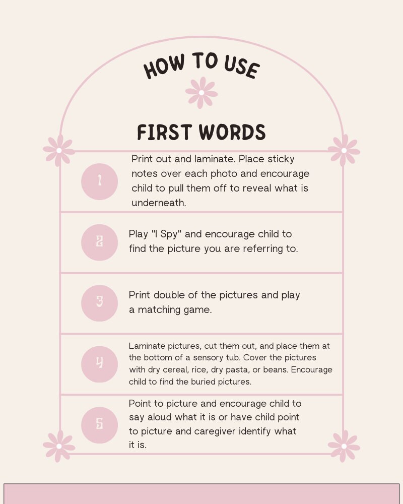 Baby's First Words Printout, Infants & Toddlers, 13 Pages - Etsy