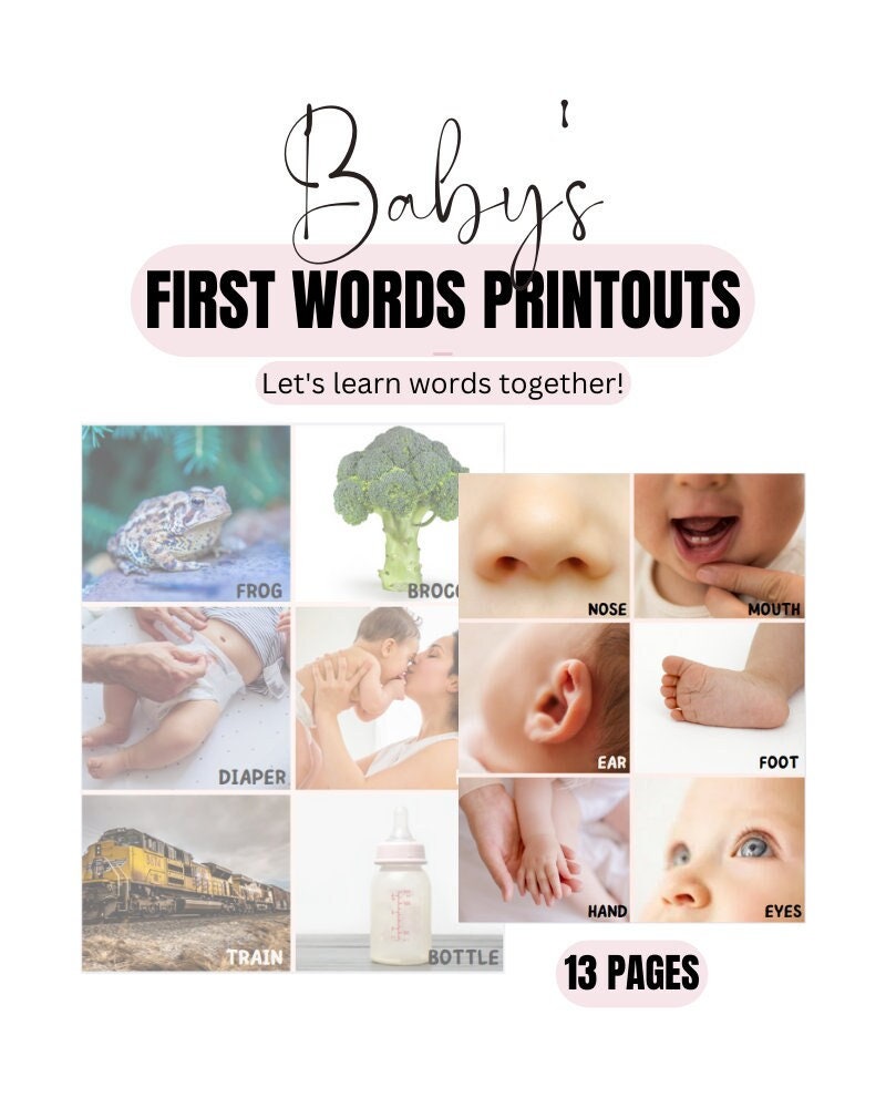 Baby's First Words Printout, Infants & Toddlers, 13 Pages - Etsy