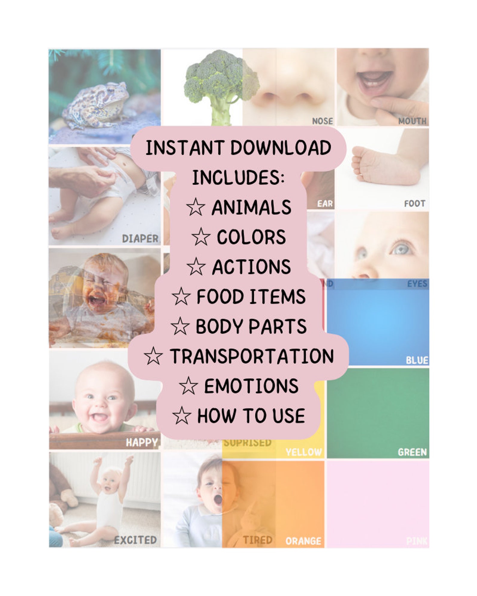 Baby's First Words Printout, Infants & Toddlers, 13 Pages - Etsy
