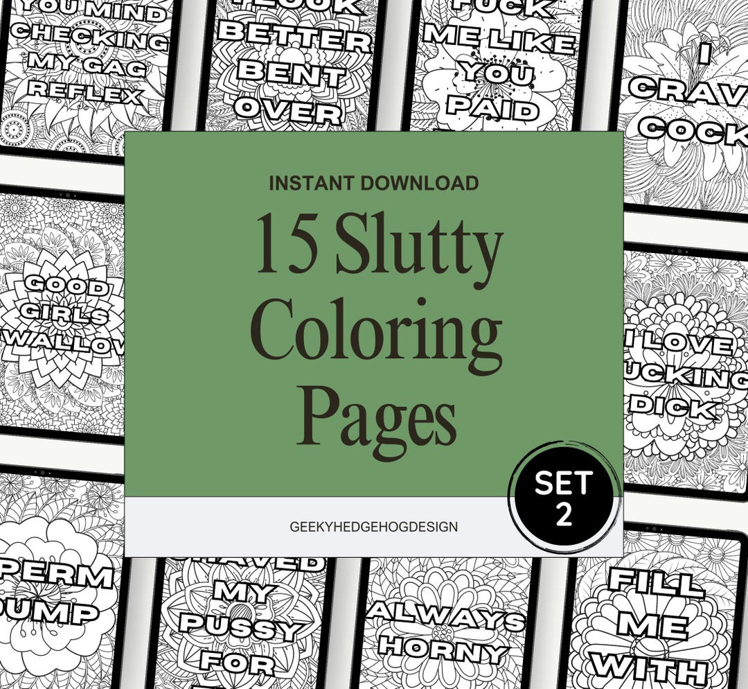 15x Slutty Adult Coloring Pages Set 2, Dirty Coloring, Swearing ...