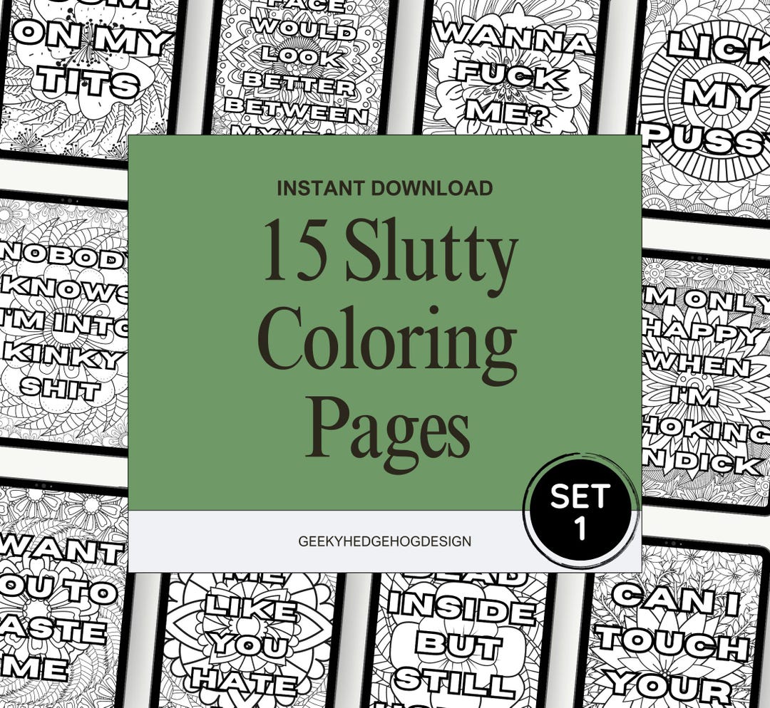 15x Slutty Adult Coloring Pages Set 1, Dirty Coloring, Swearing ...