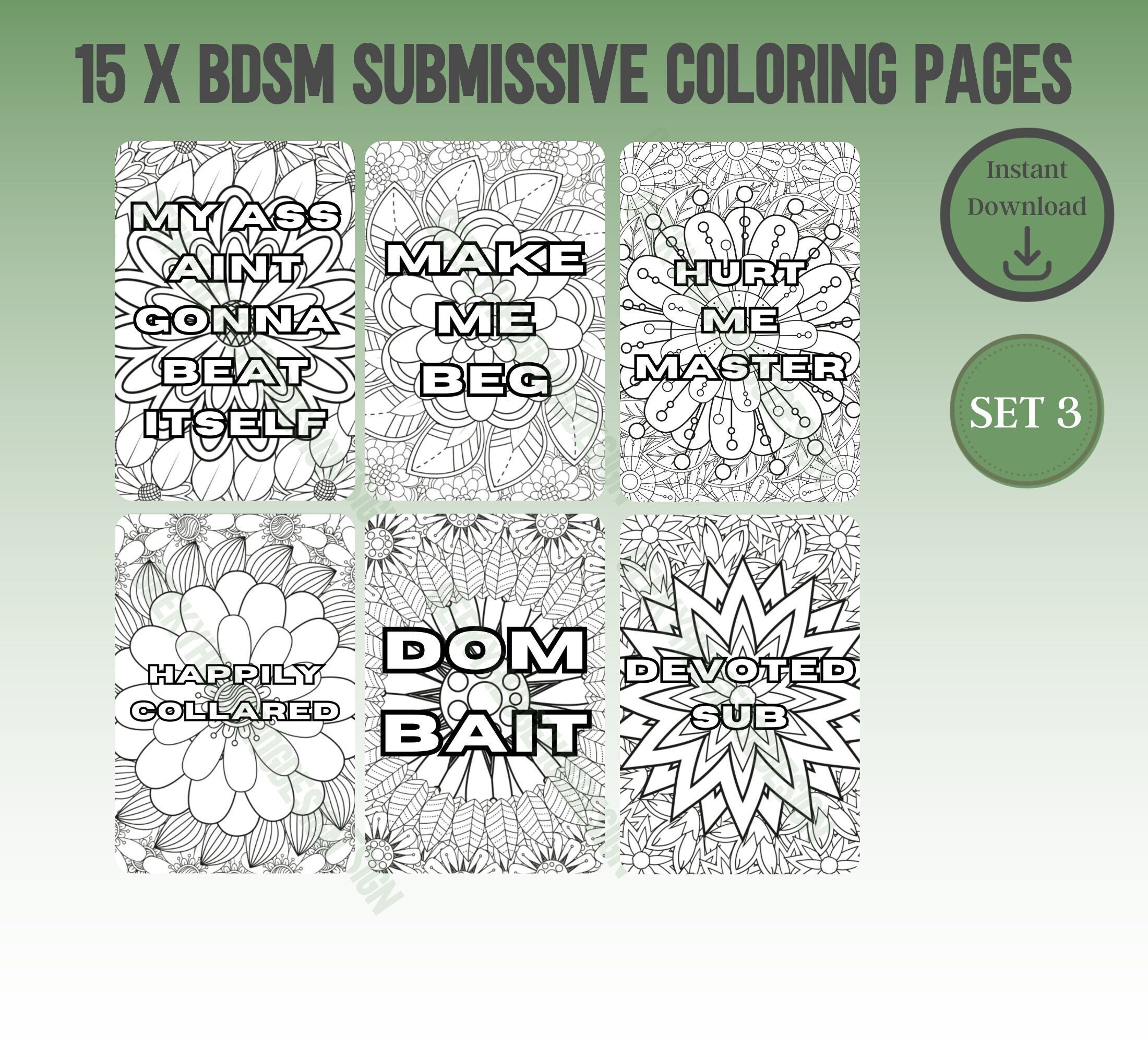 15x BDSM Submissive Coloring Pages Set 3 Dom Sub Life Adult - Etsy
