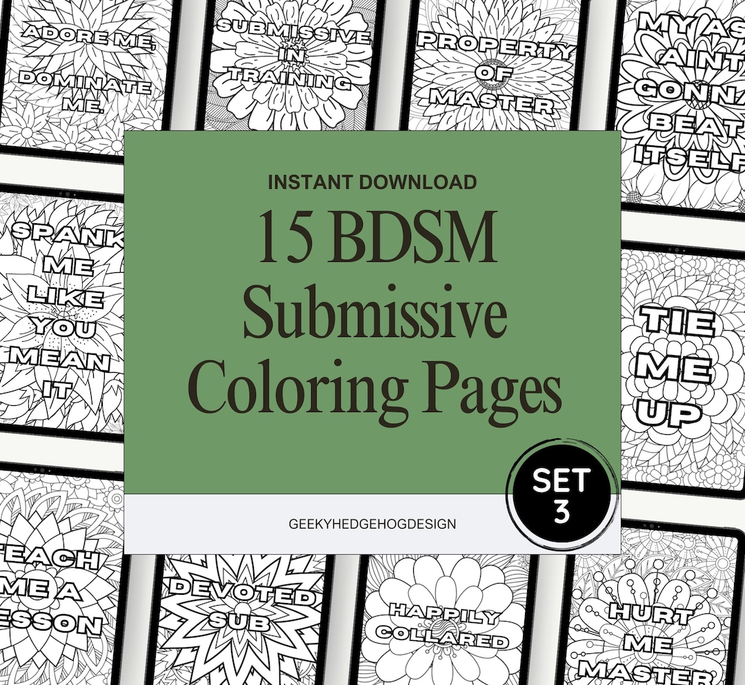 15x BDSM Submissive Coloring Pages, Set 3, Dom Sub Life, Adult Coloring ...