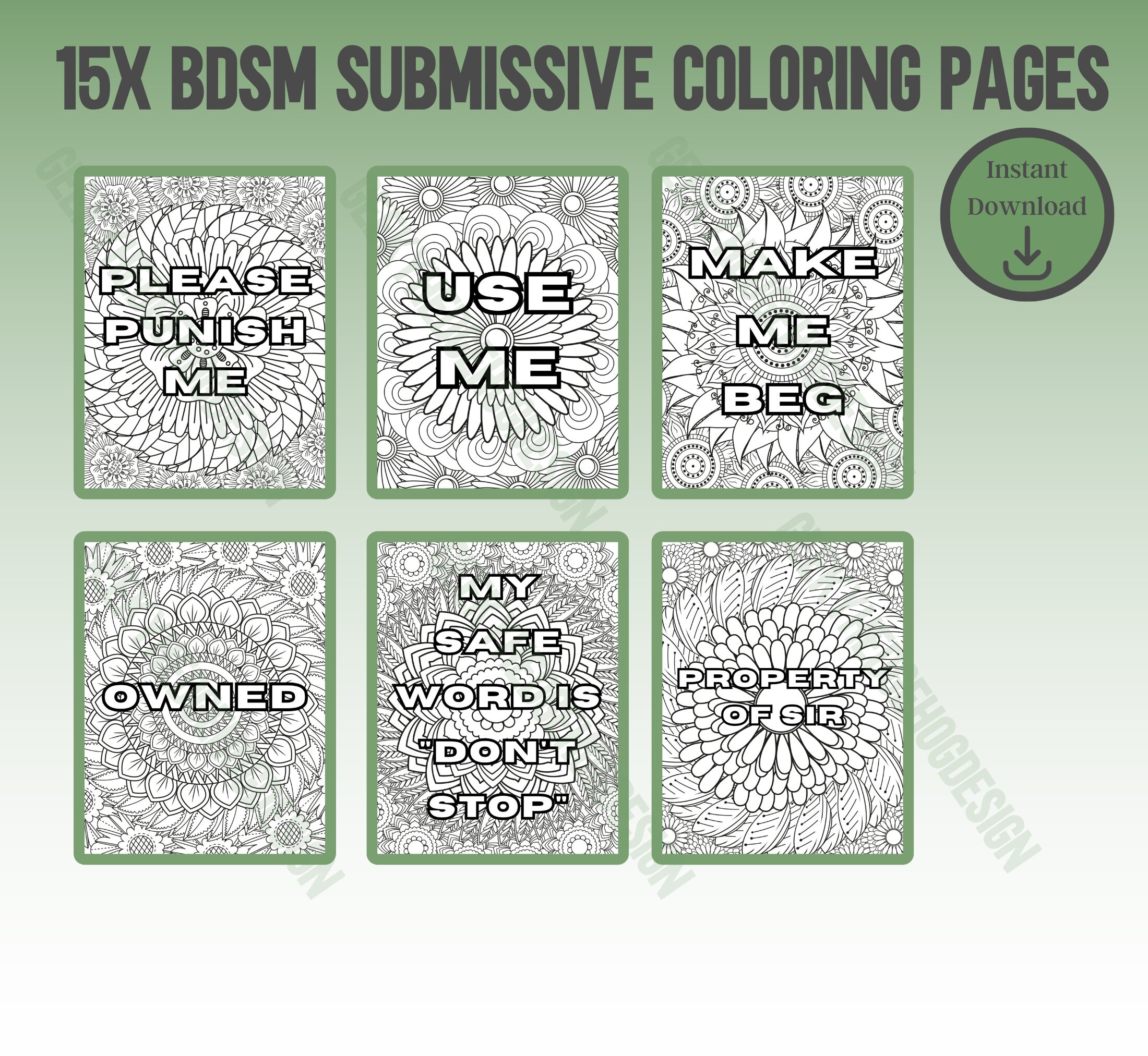 15x Bdsm Submissive Coloring Pages Set 2 Dom Sub Life Adult Etsy